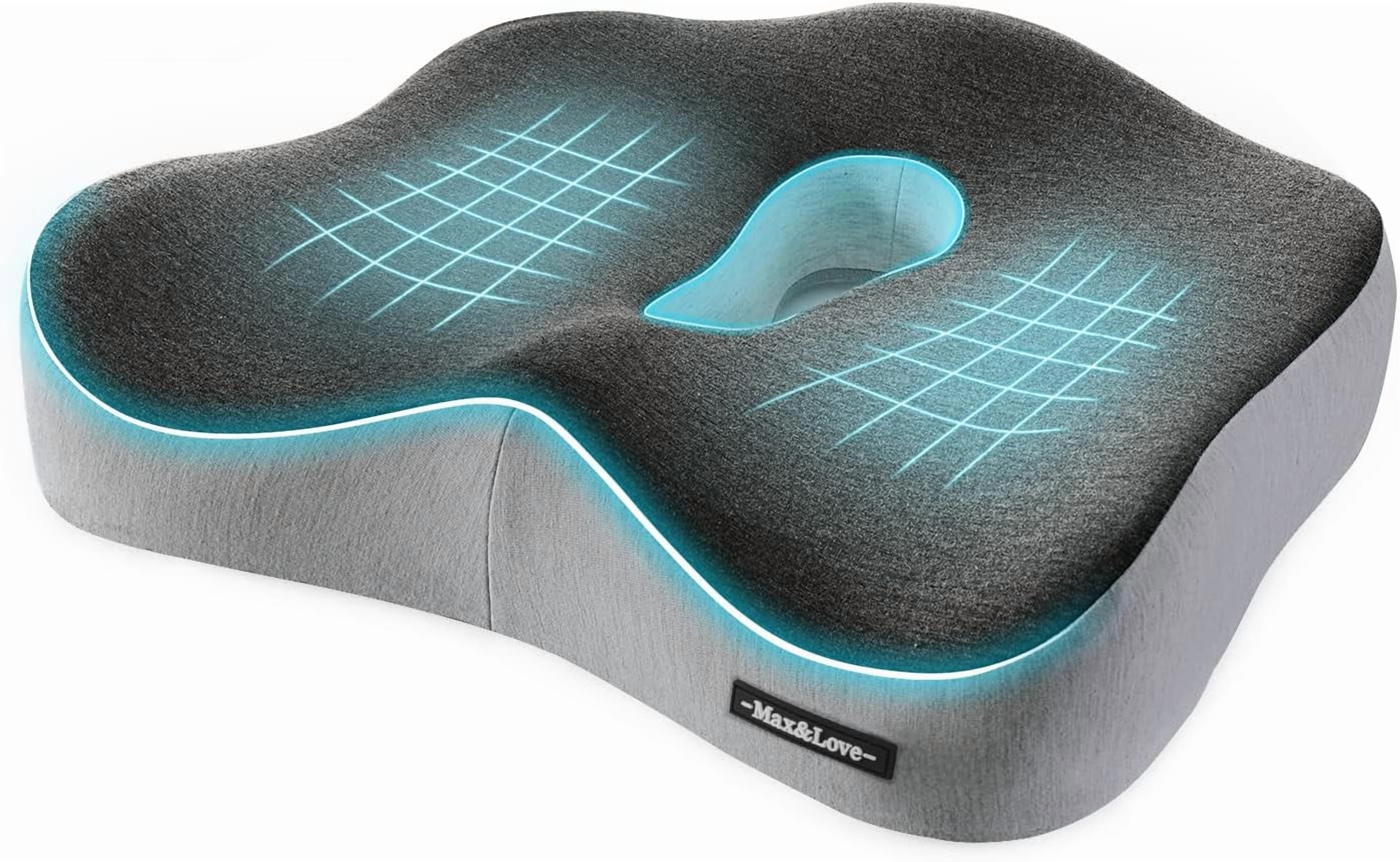 Memory Foam Seat Chair Cushion for Relieves Back Sciatica Pain Tailbone ...