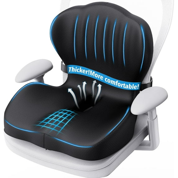 Memory Foam Seat Cushion with Lumbar Support Pillow for Office Chair ...