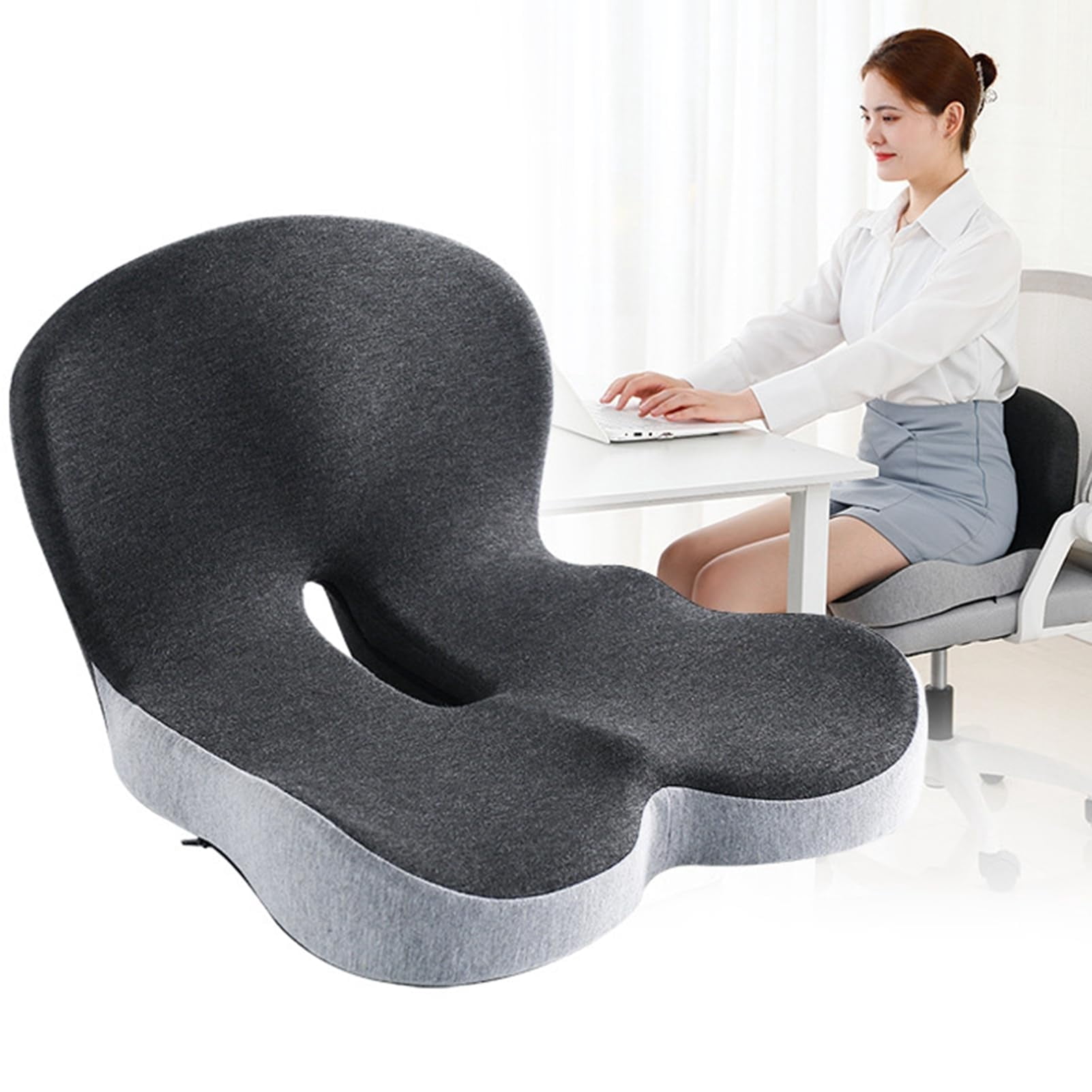 Memory Foam Seat Cushion for Office Chair & Car - Orthopedic Coccyx ...
