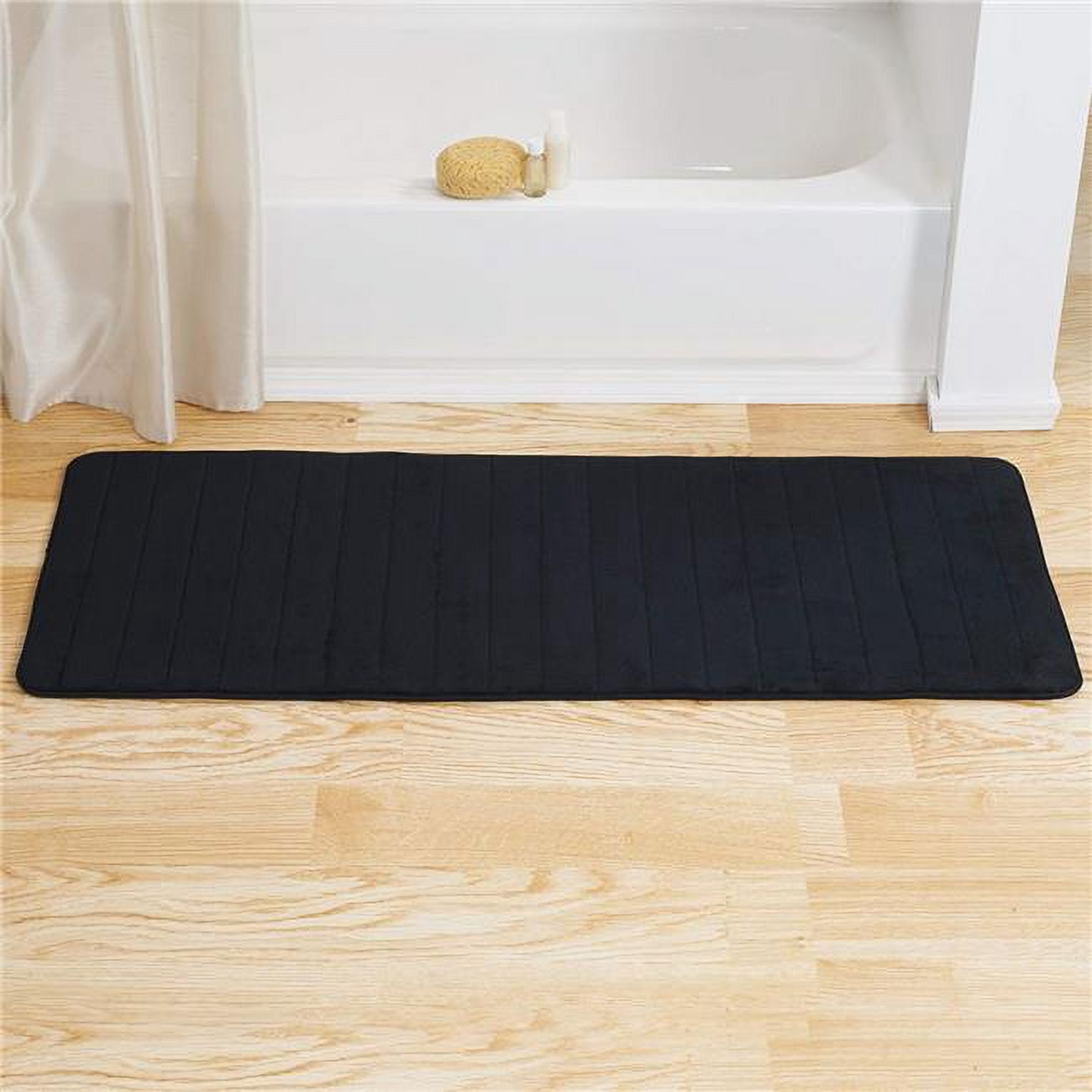 Memory Foam Striped Extra Long Bath Mat, 24 by 60 in. - Black - Walmart.com