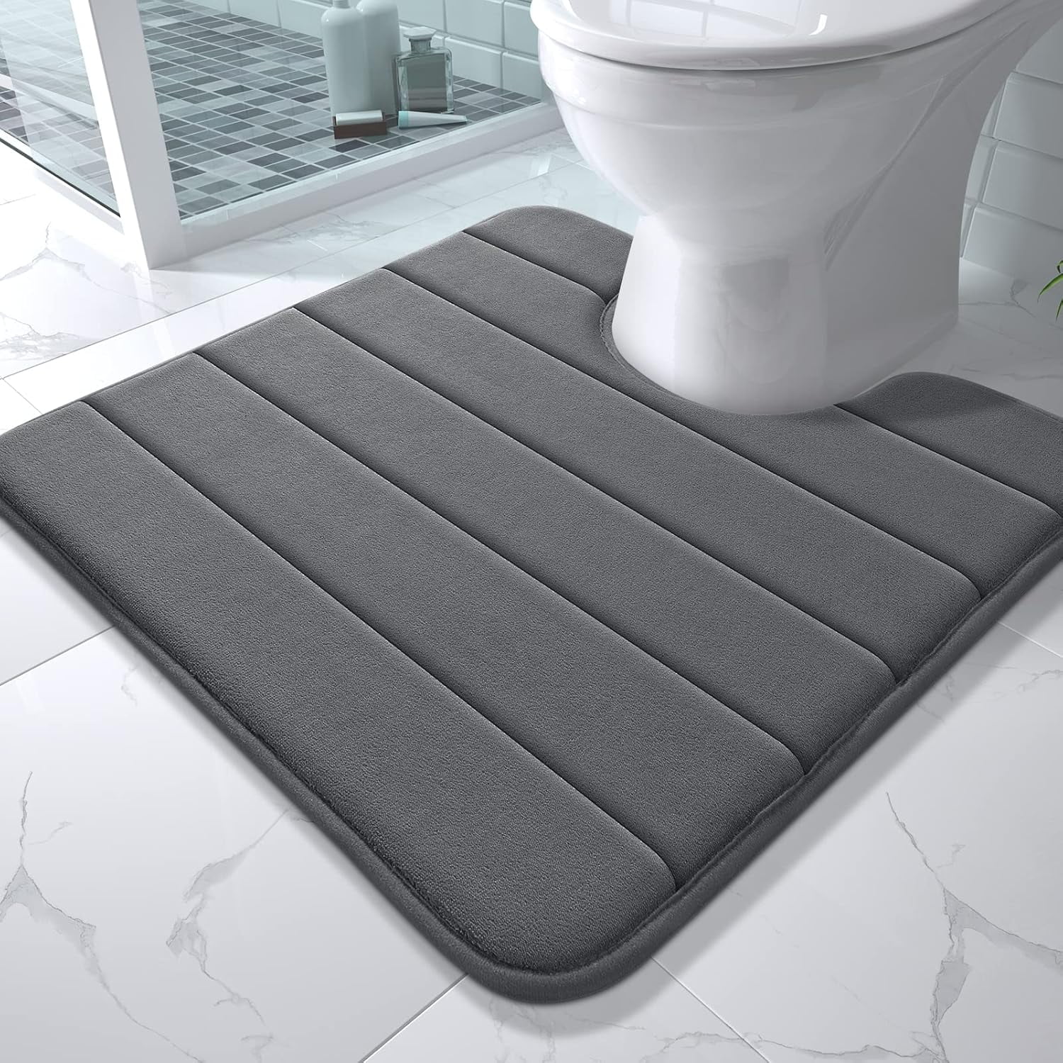 Memory Foam Toilet Bath Mat U-Shaped, Commode Contour Rug, Soft and ...