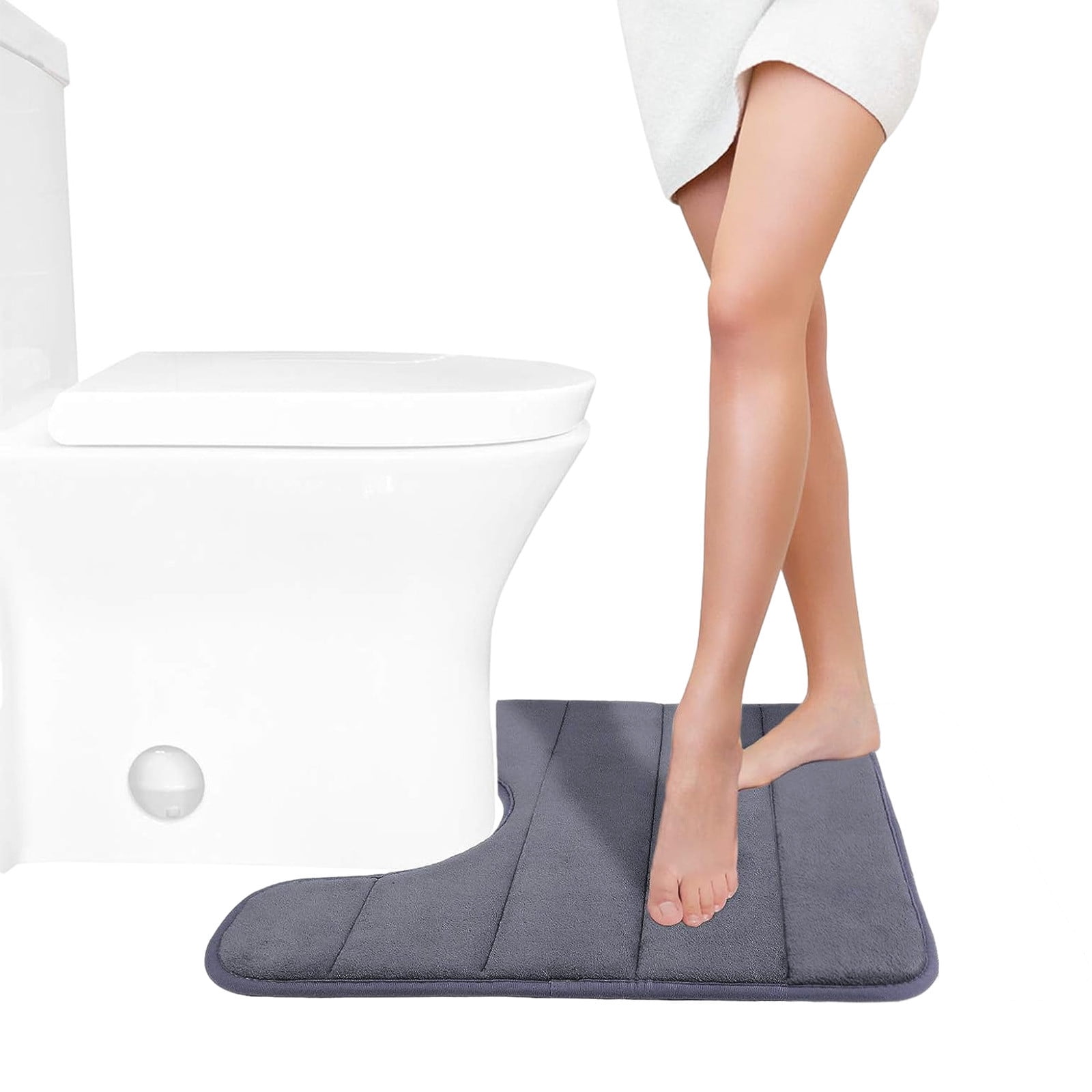 Memory Foam Toilet Bath Mat U-Shaped, Commode Contour Rug, Soft and ...