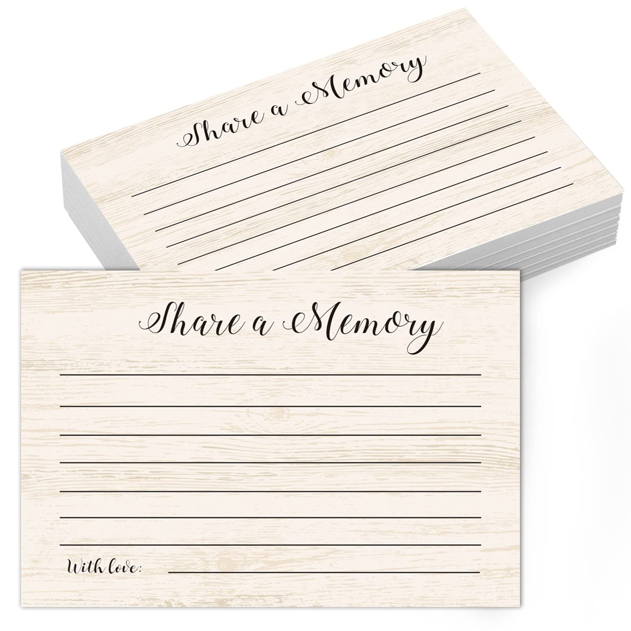 Memory Lane Rustic Cards Set - 50 Unique Wood Cards for Weddings ...