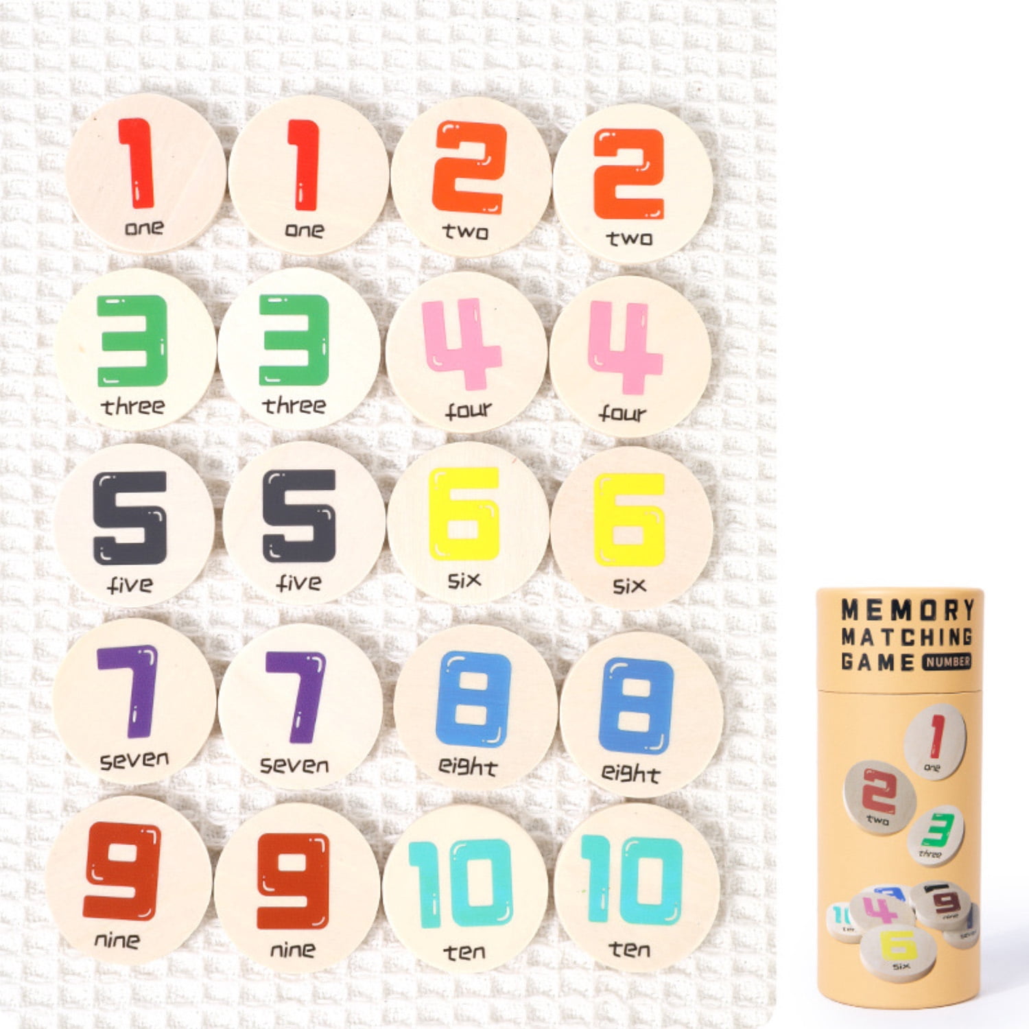 Memory Matching Game Tiles with Storage Bucket, Educational Toy for ...
