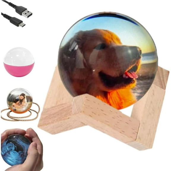 Memory Sphere Lamp - Personalized 3D Video Crystal Ball,Ultrasound Baby Heartbeat, Or Family ...