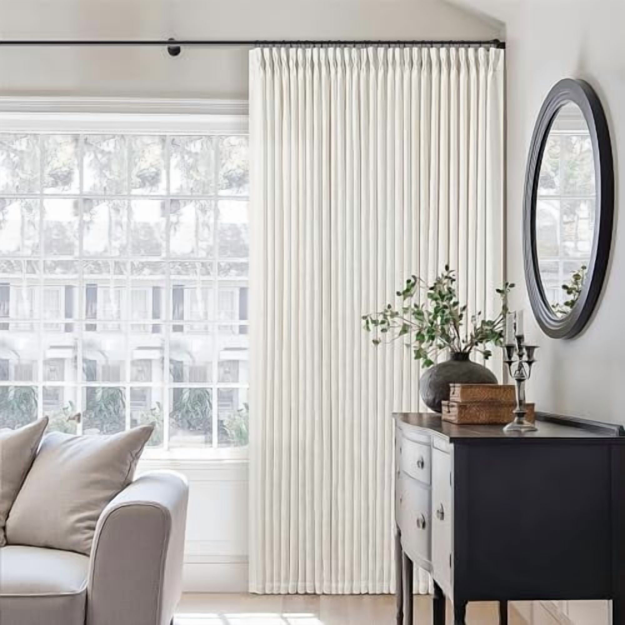 Memory Shape Trained Pinch Pleated Linen Curtains 100 Inches Long for ...