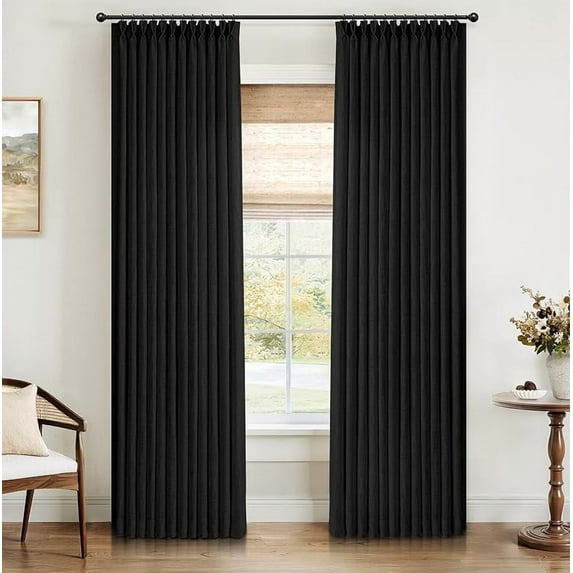 Memory Trained Pinch Pleated Curtains 90 Inches Long, Linen Curtains ...