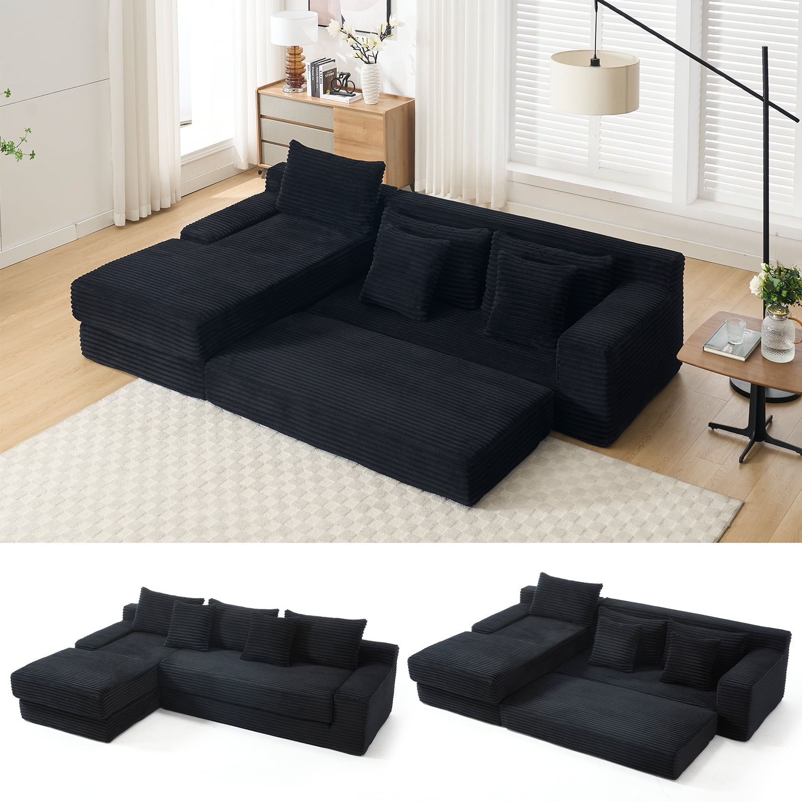 Memory foam L-shaped compression sofa for living room - No Assembly Convertible Sofa Bed ...