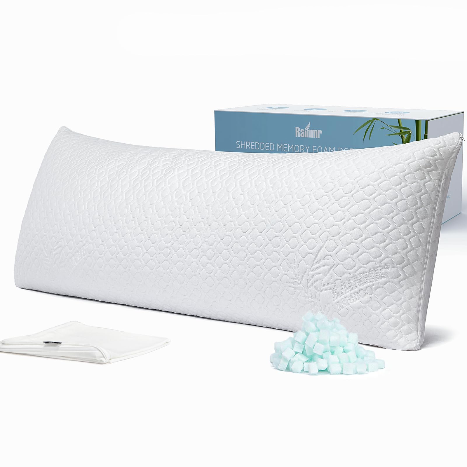 Memory foam body pillow for adults, shredded cube shape filling, ultra ...