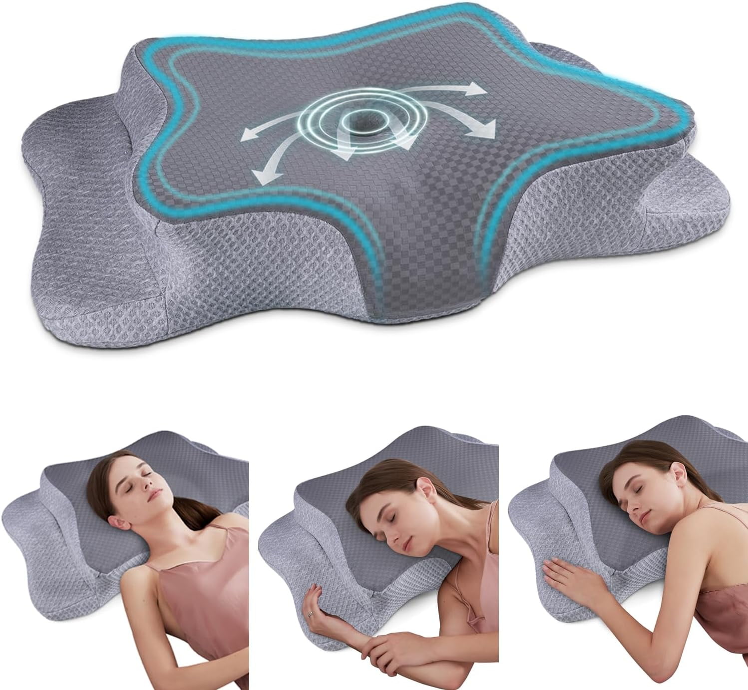 Memory foam pillow, cervical pillow for relieving neck and shoulder ...