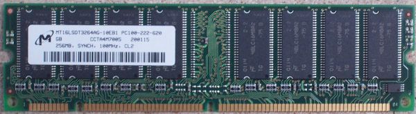 Memory mt16lsdt3264ag-10eb1 256mb,synch,100mhz,cl2 pc100-222-620 ...