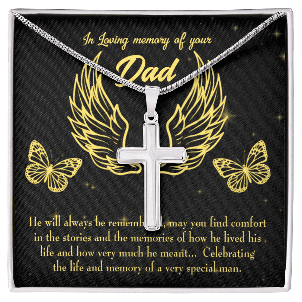 Memory of a Special Man Dad Memorial Dad Memorial Cross Necklace ...