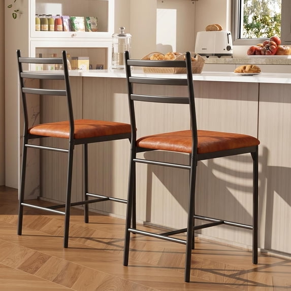 MemoryField 2PACK Counter Height Bar Stools – Upholstered Dining Chairs ...