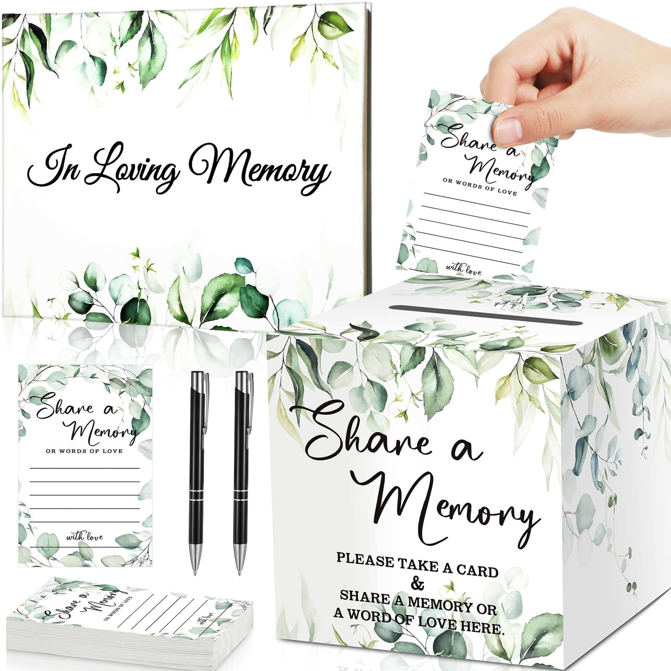 MemoryShare Funeral Party Pack - Includes 54 Memorial Cards, Guest Book, Pen, and Memory Box for ...