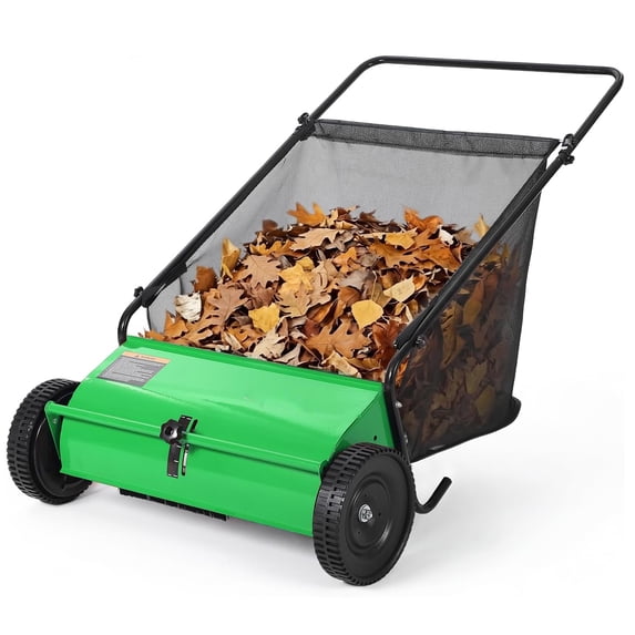 Memoryfield 26" Push Lawn Sweeper, Walk-Behind Yard Leaf & Grass ...