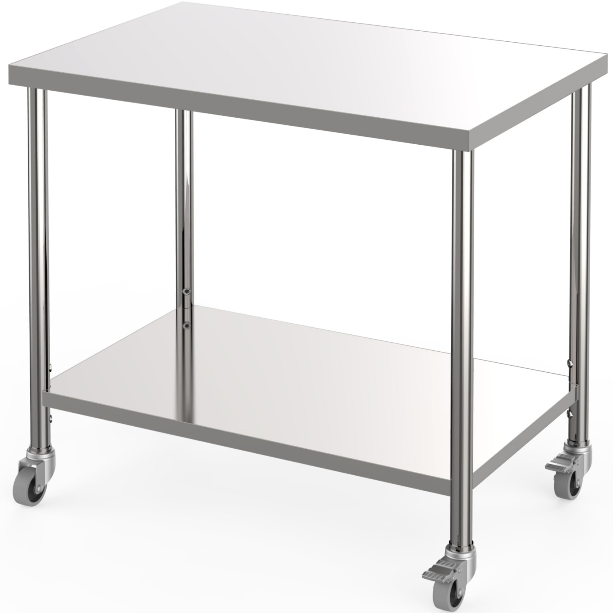 Memoryfield 36"x 24" Stainless Steel Work Table with Wheels, Heavy-Duty ...