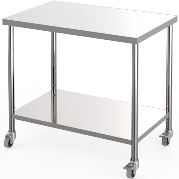 Memoryfield 36"x 24" Stainless Steel Work Table with Wheels, Heavy-Duty ...