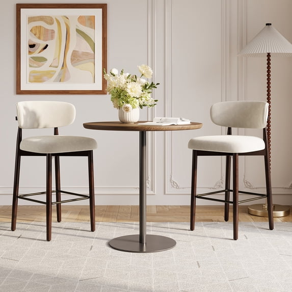 Memoryfield Upholstered Bar Stools Set of 2, Counter Height Barstools ...