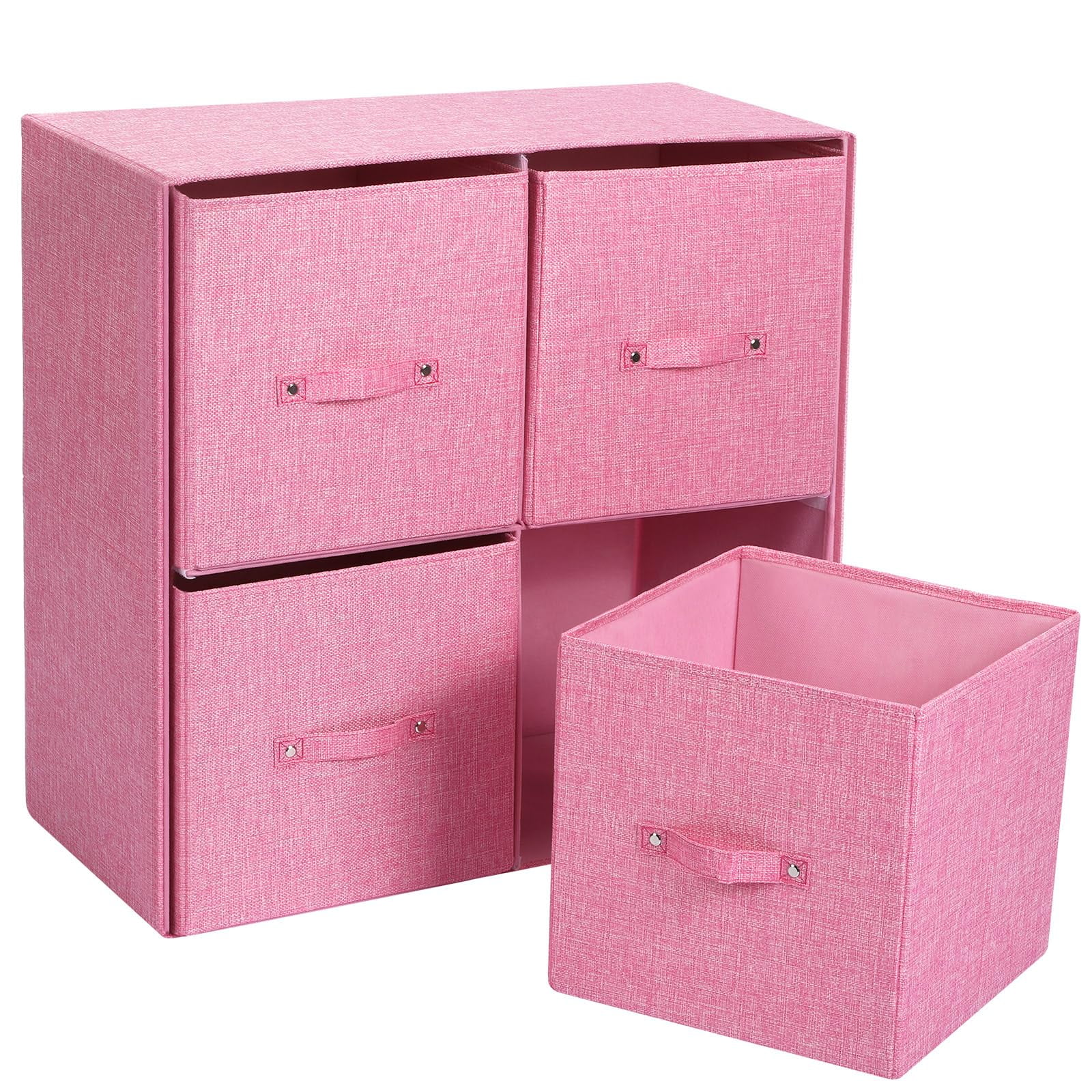 Memorywuu Linen Cube Organizer Shelf with 4 Bins Fabric Cube Storage ...