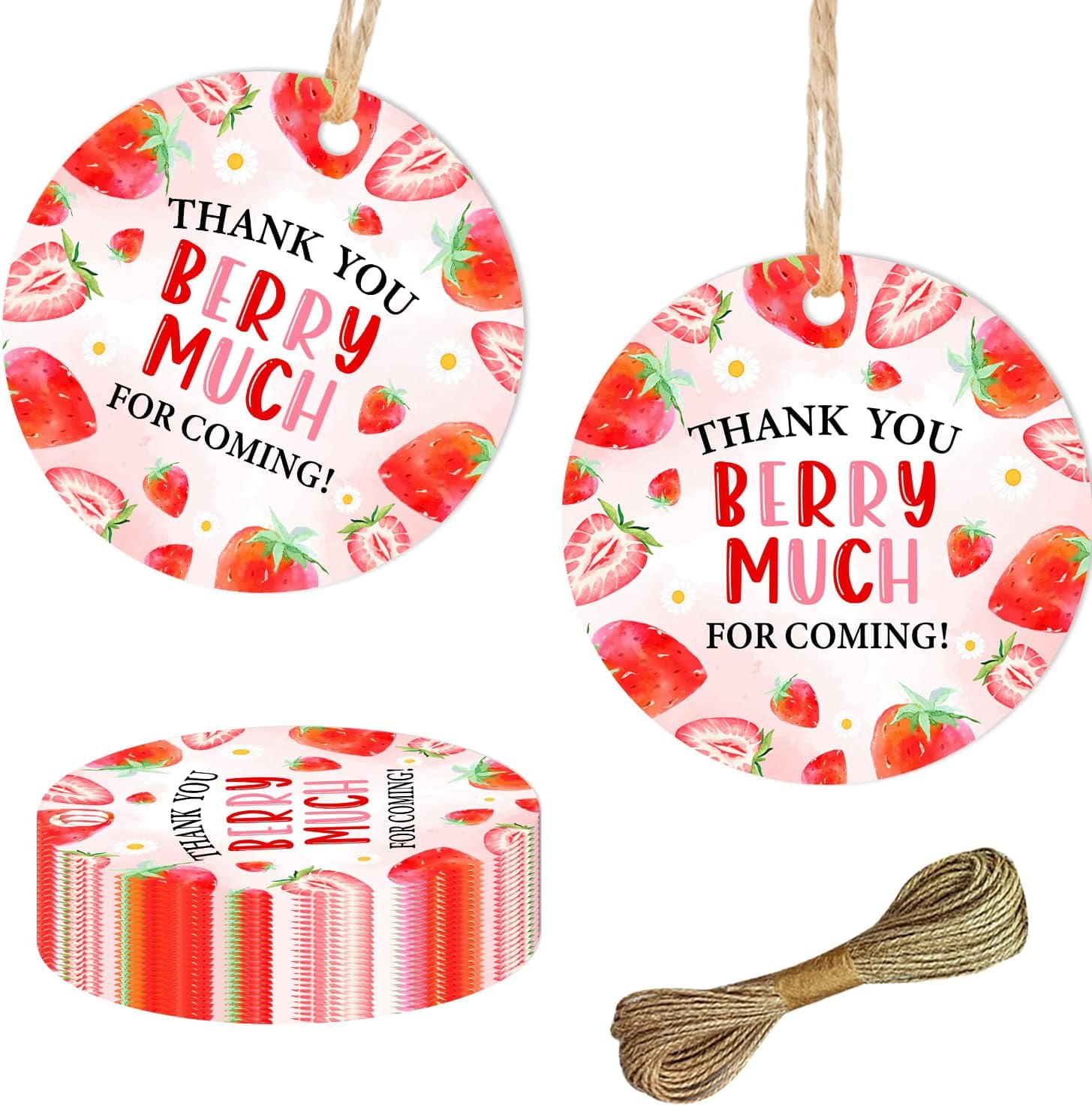 Memostor 50Pcs Strawberry Thank You Tags Berry Sweet Party Favors Gift ...
