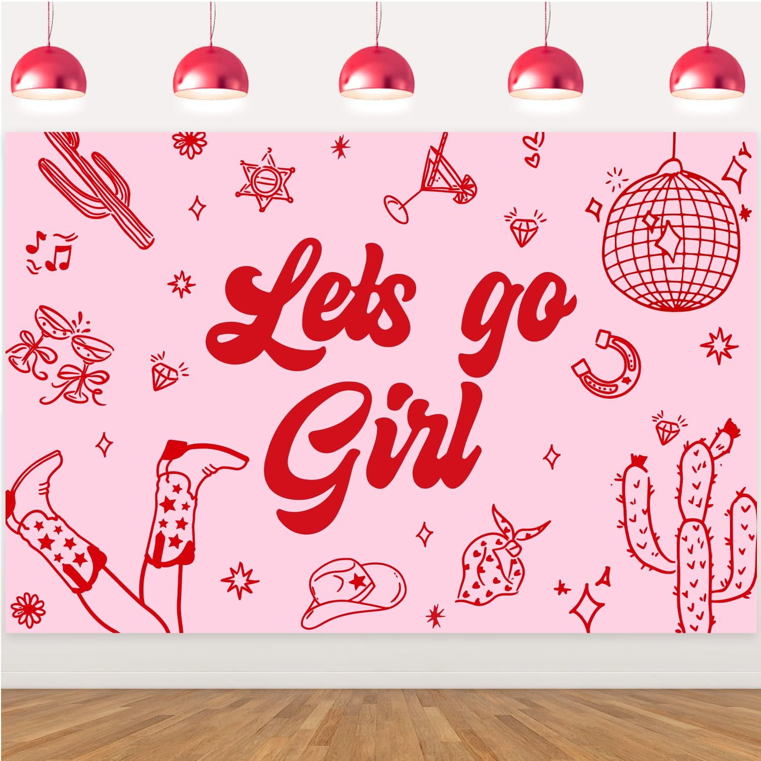 Memostor Let's Go Girls Backdrop Disco Cowgirl Bachelorette Photography ...