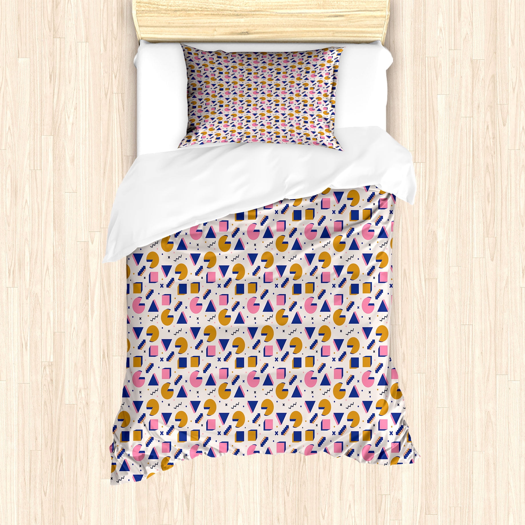 Memphis Art Duvet Cover Set, 90s Retro Style Colorful Circular ...