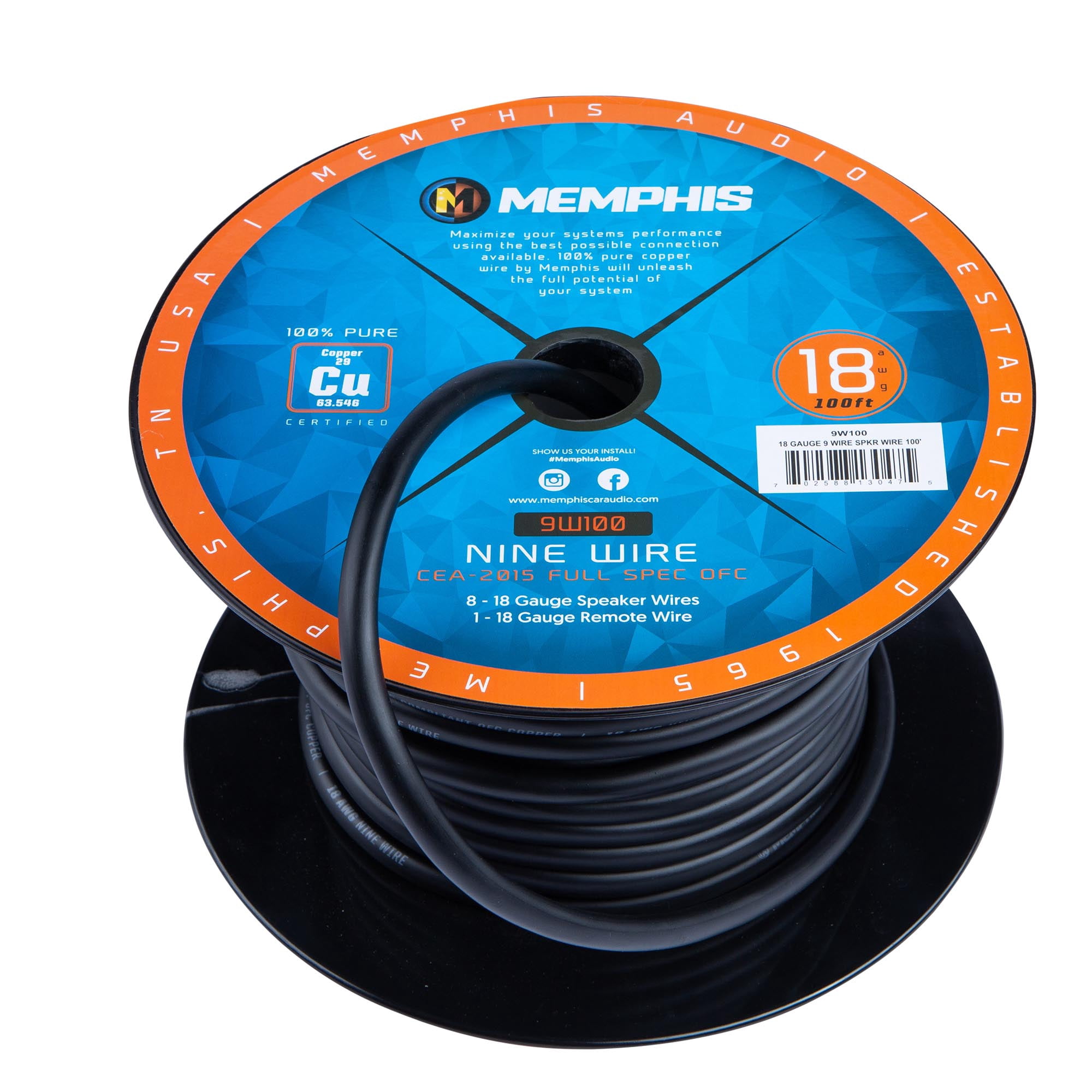 Memphis Audio 9W100 18 Gauge 9 conductor Wire, 100ft. - Walmart.com