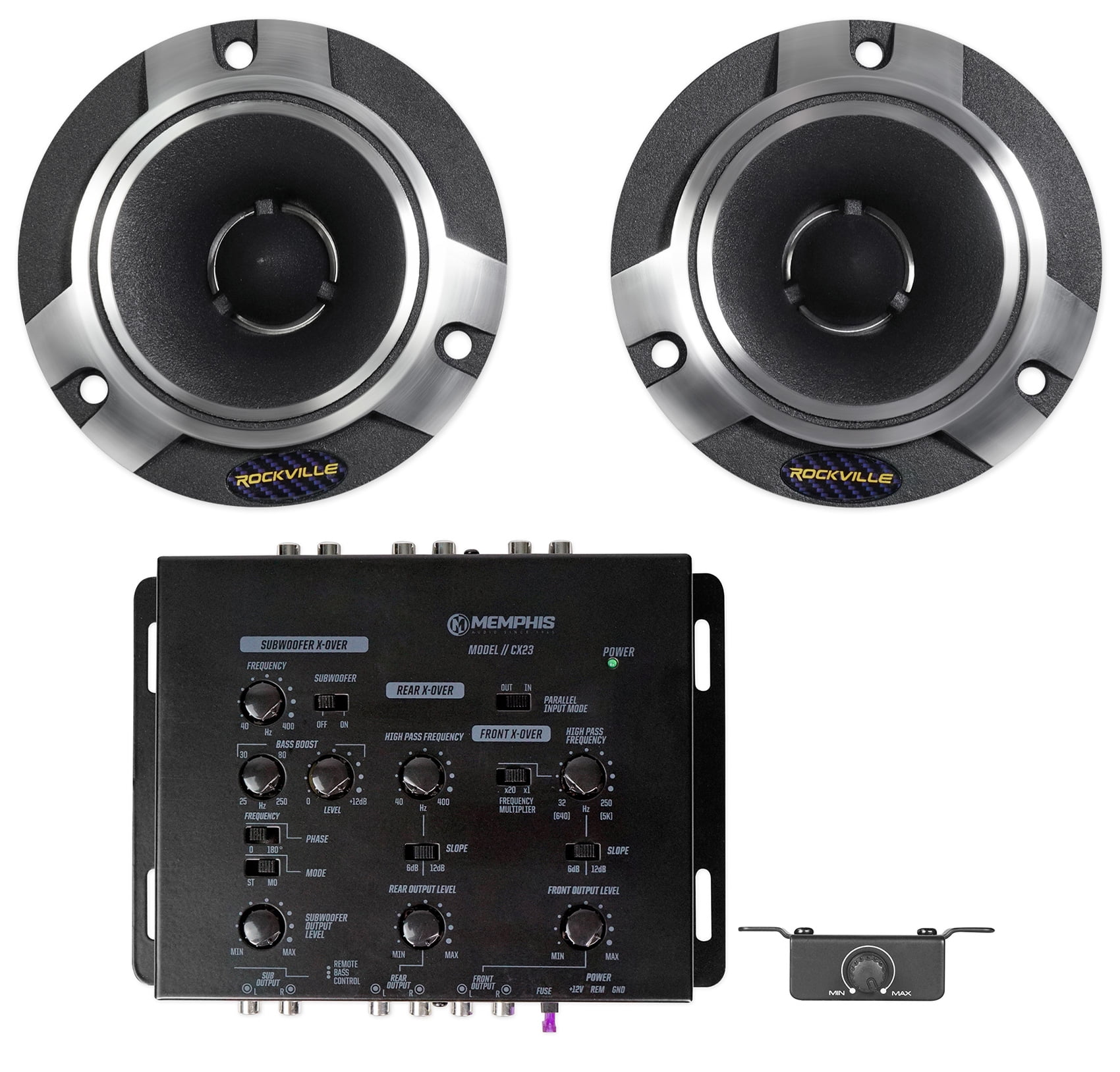 Memphis Audio CX23 3 Way Car Electronic Crossover Processor+2) Aluminum ...