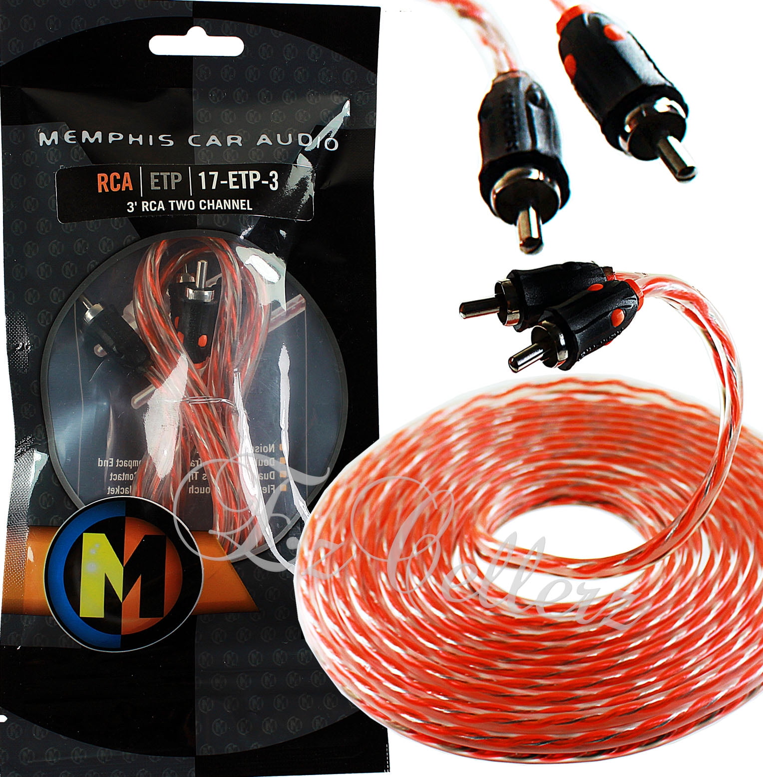 Memphis Audio ETP-3 3 ft. 2-Channel RCA Interconnect Cable for Car ...