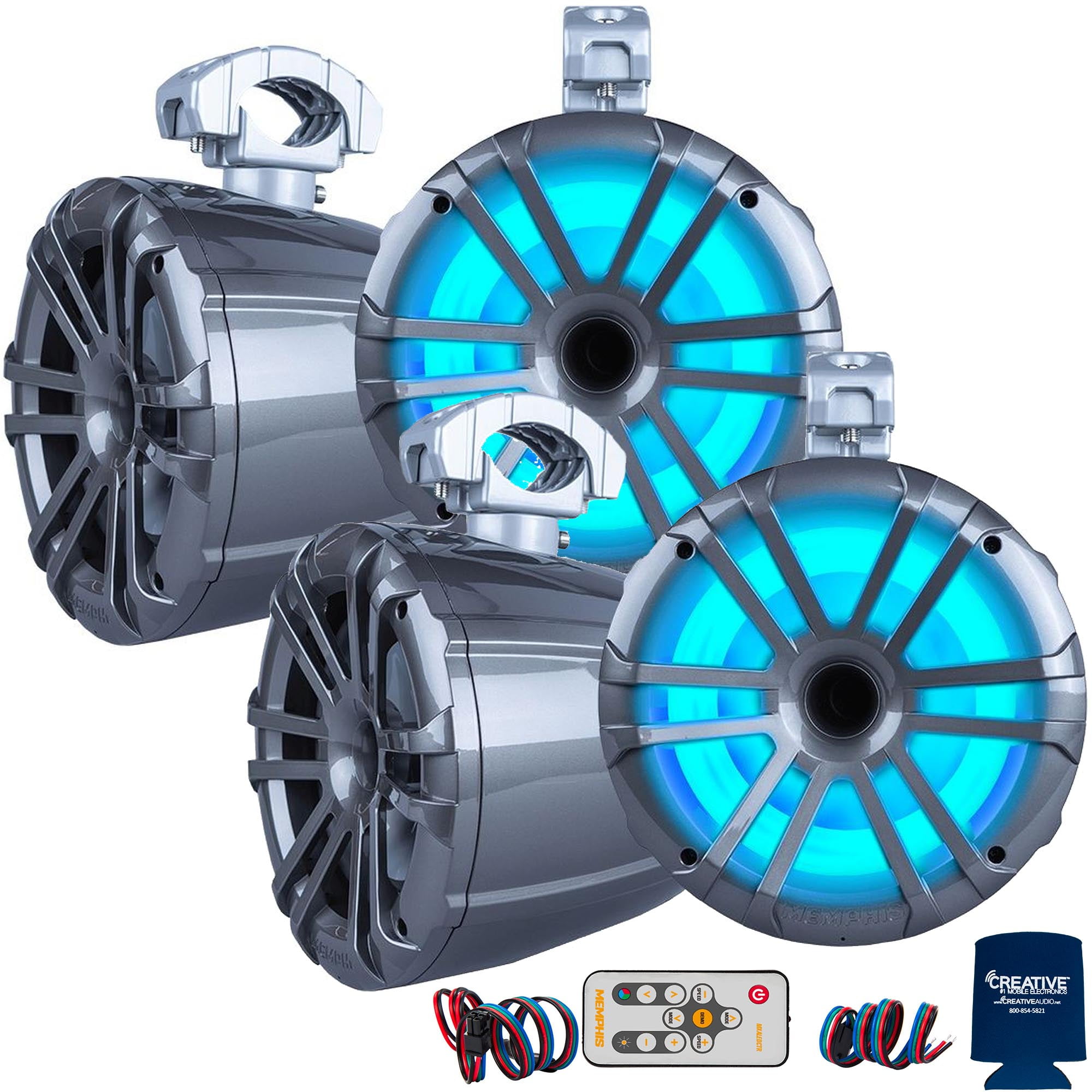 Memphis Audio LED Tower Speaker Bundle with 4 (2 pairs) MXA82TG ...