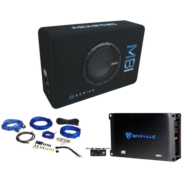 Memphis Audio MBE8S24 8" Loaded Subwoofer+Sub Box Enclosure+Amplifier ...