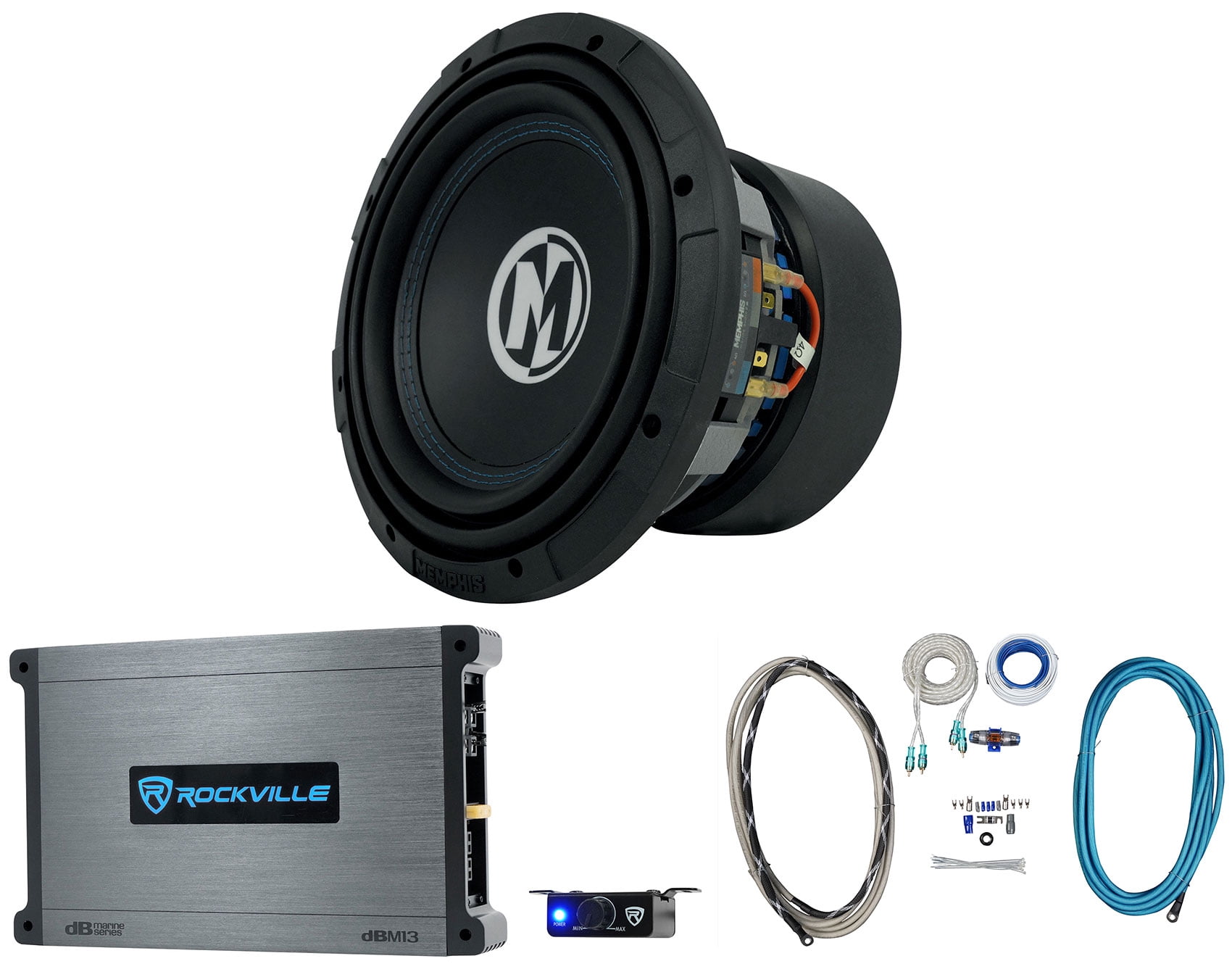 Memphis Audio MMJ824 Marine Boat Mojo 8" Subwoofer+Mono Amplifier+Amp ...