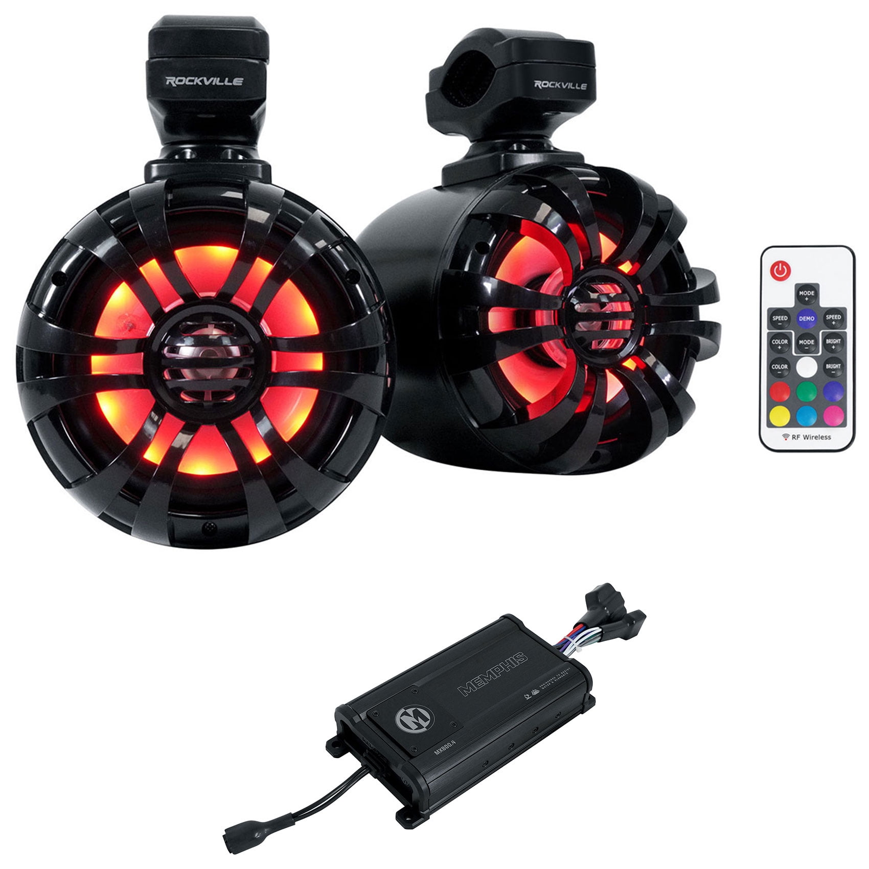 Memphis Audio MX800.4 800w RMS 4 Channel Amplifier+(2) 5.25" LED Tower ...