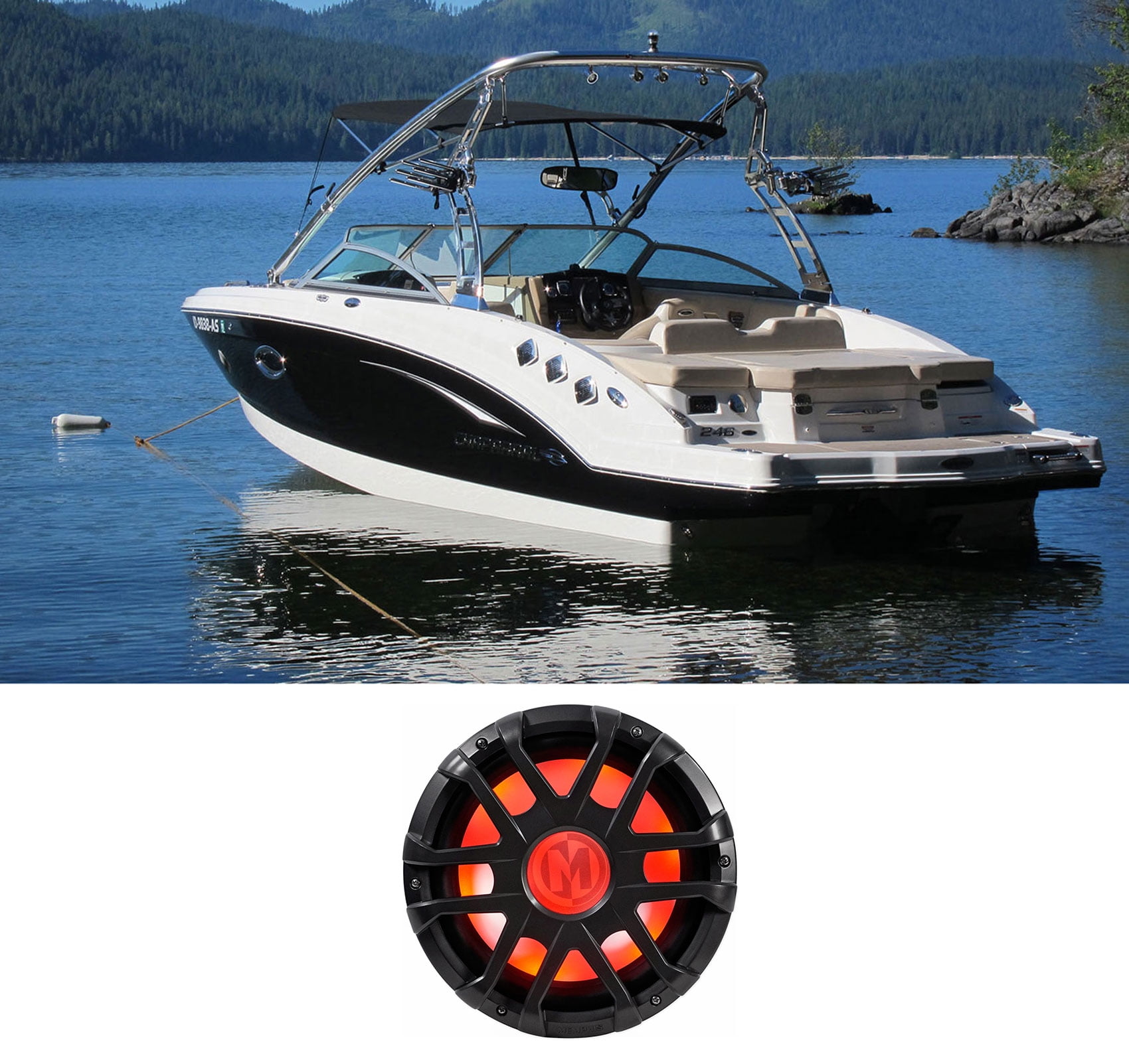 Memphis Audio MXA1044 10" 500 Watt LED Dual 4-Ohm Marine Subwoofer Boat ...