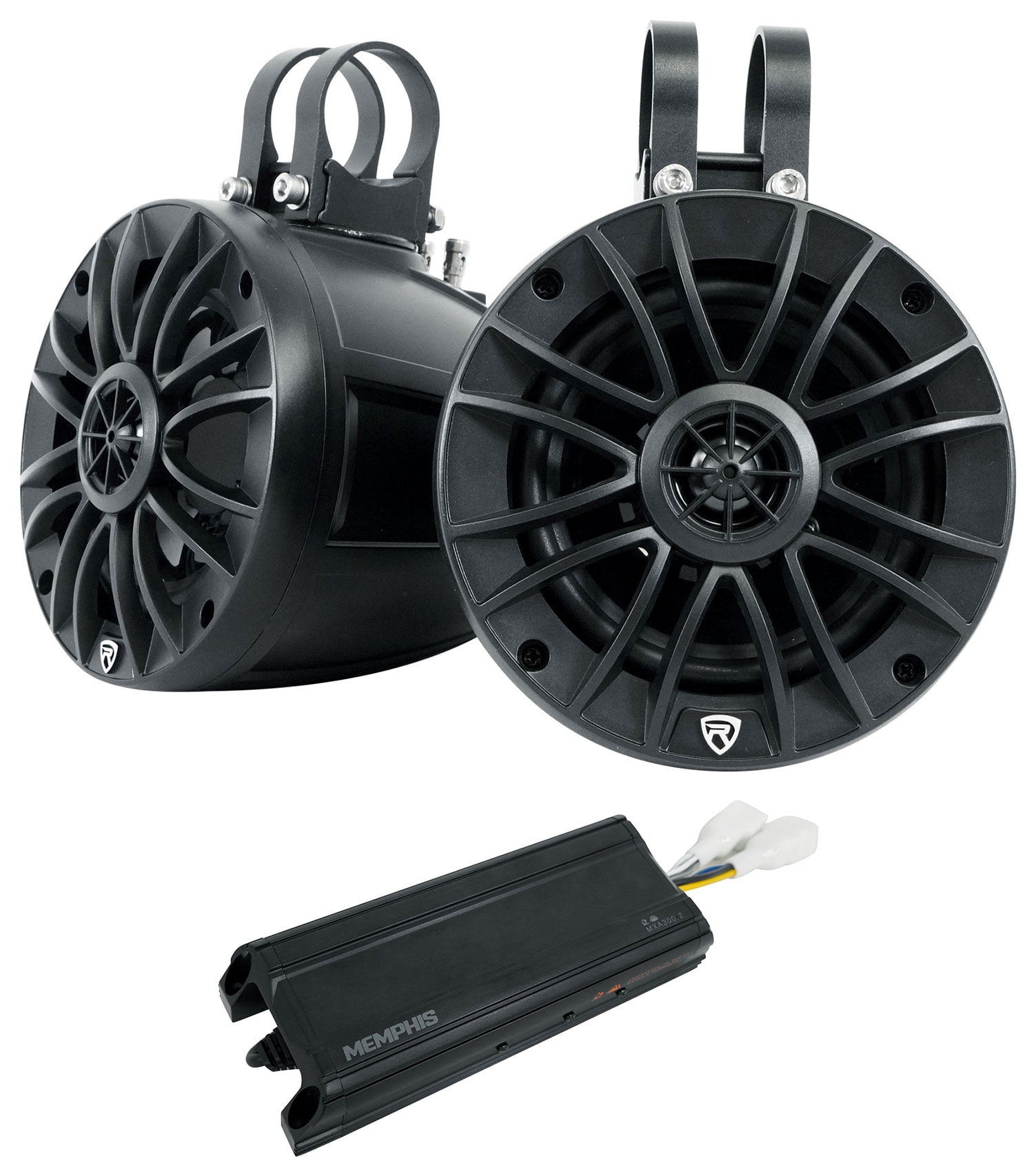 Memphis Audio MXA300.2 300w 2 Channel ATV UTV Amplifier+(2) 5.25" Tower ...