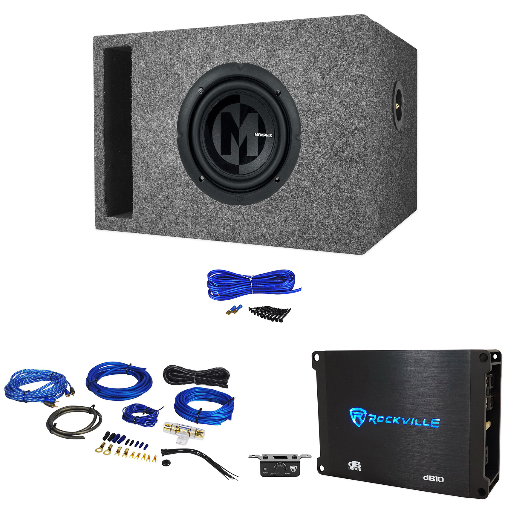 Memphis Audio PRX624 6.5" 300w Subwoofer+Vented Sub Box+Mono Amplifier ...