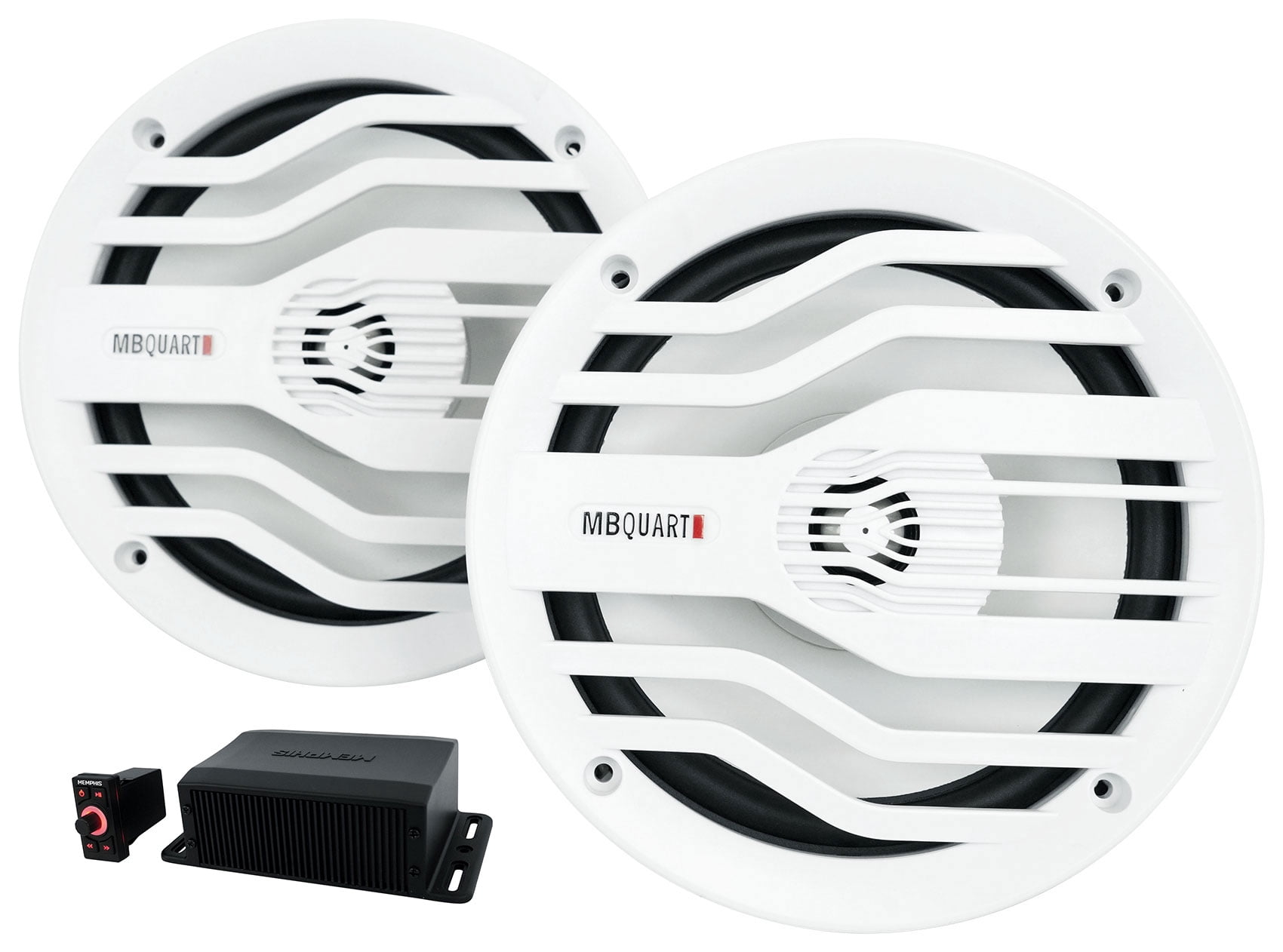 Memphis Audio SMC2A Marine Bluetooth Receiver+(2) White MB Quart 6.5 ...
