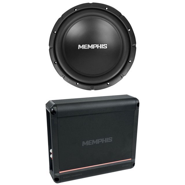 Memphis Audio SRX1240 500 Watt Car Subwoofer with Amplifier, 8.9 x 7.8 ...