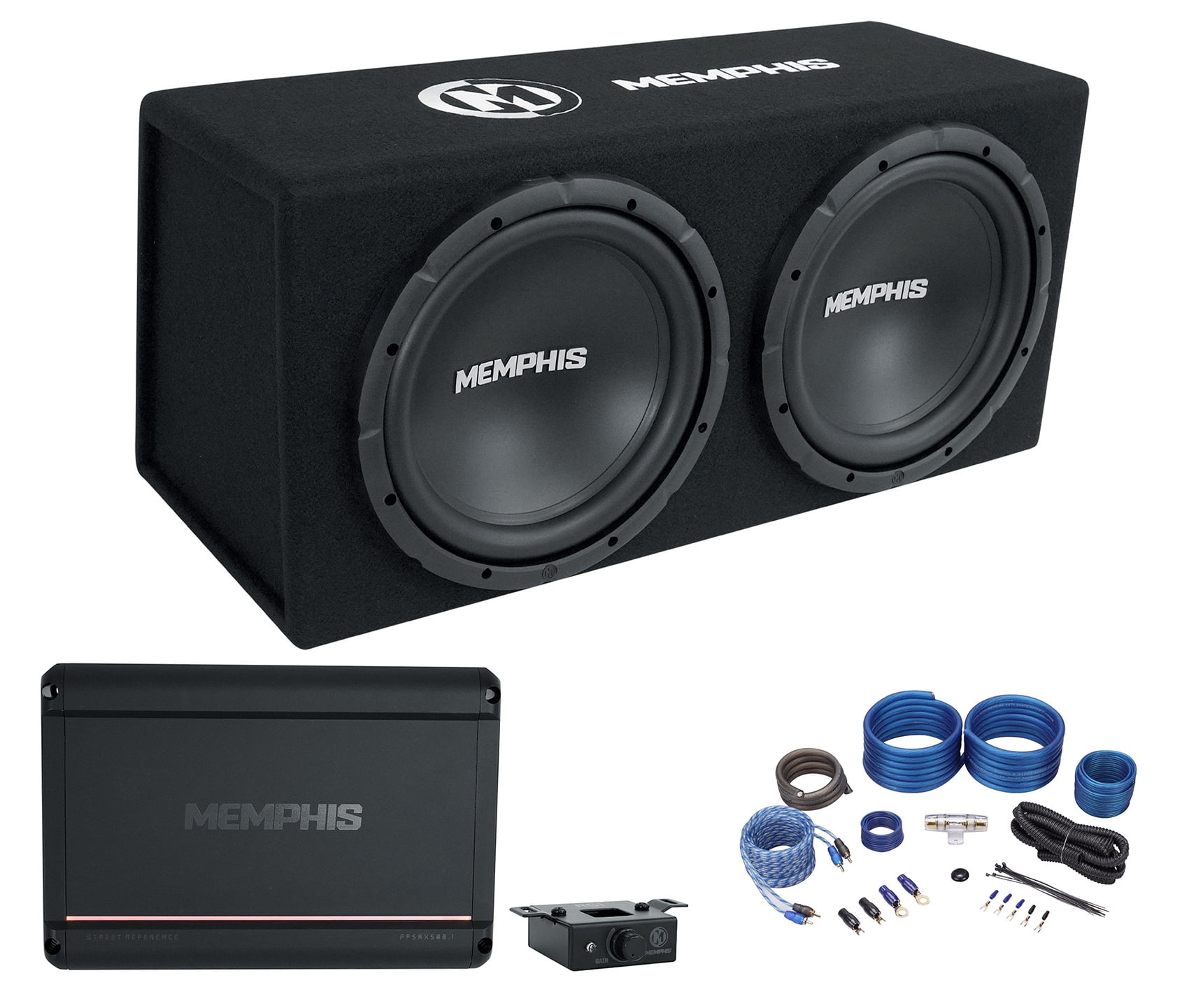 "Memphis Audio Dual 12"" 1000w SRX Subwoofer Enclosure, Amplifier & Car ...