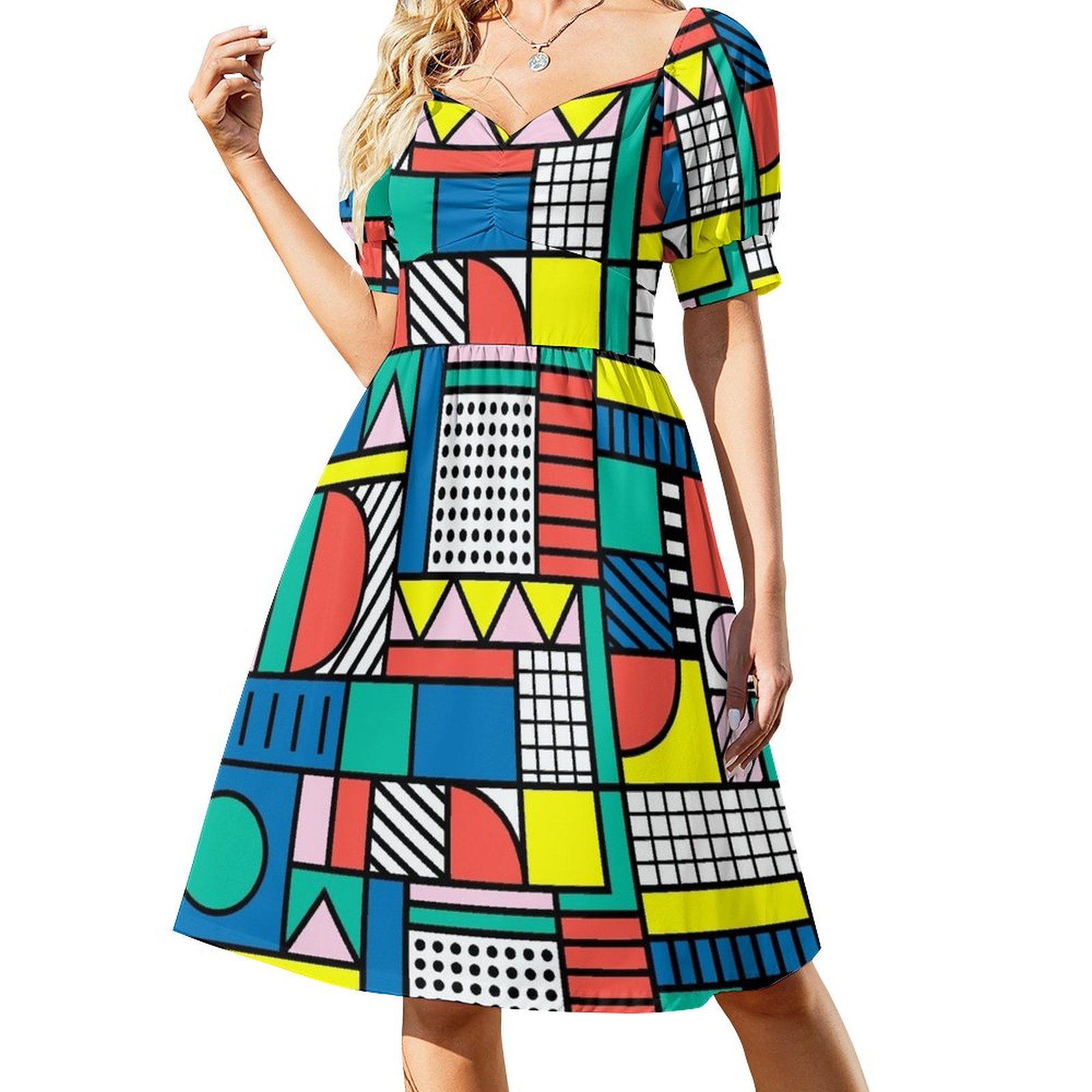 Memphis Color Block Sleeveless Dress women's evening dresses evening ...