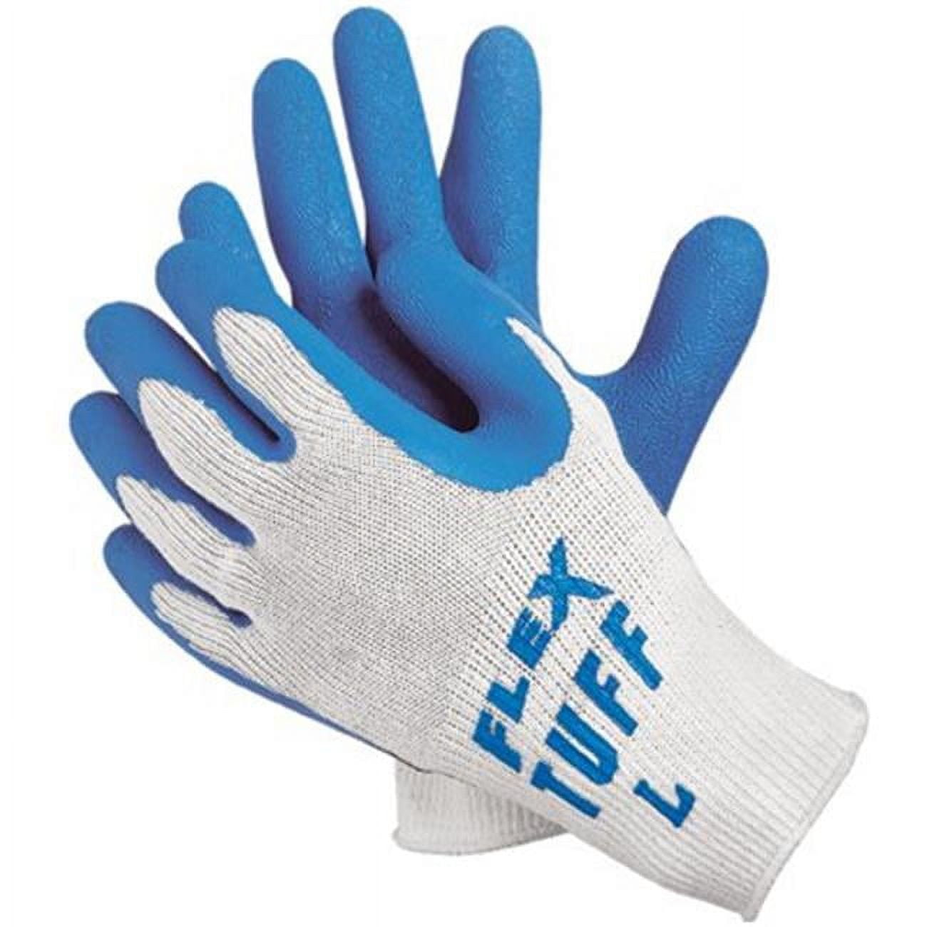 Memphis Glove Flex Tuff Latex Dipped Gloves, Medium, Blue/White ...