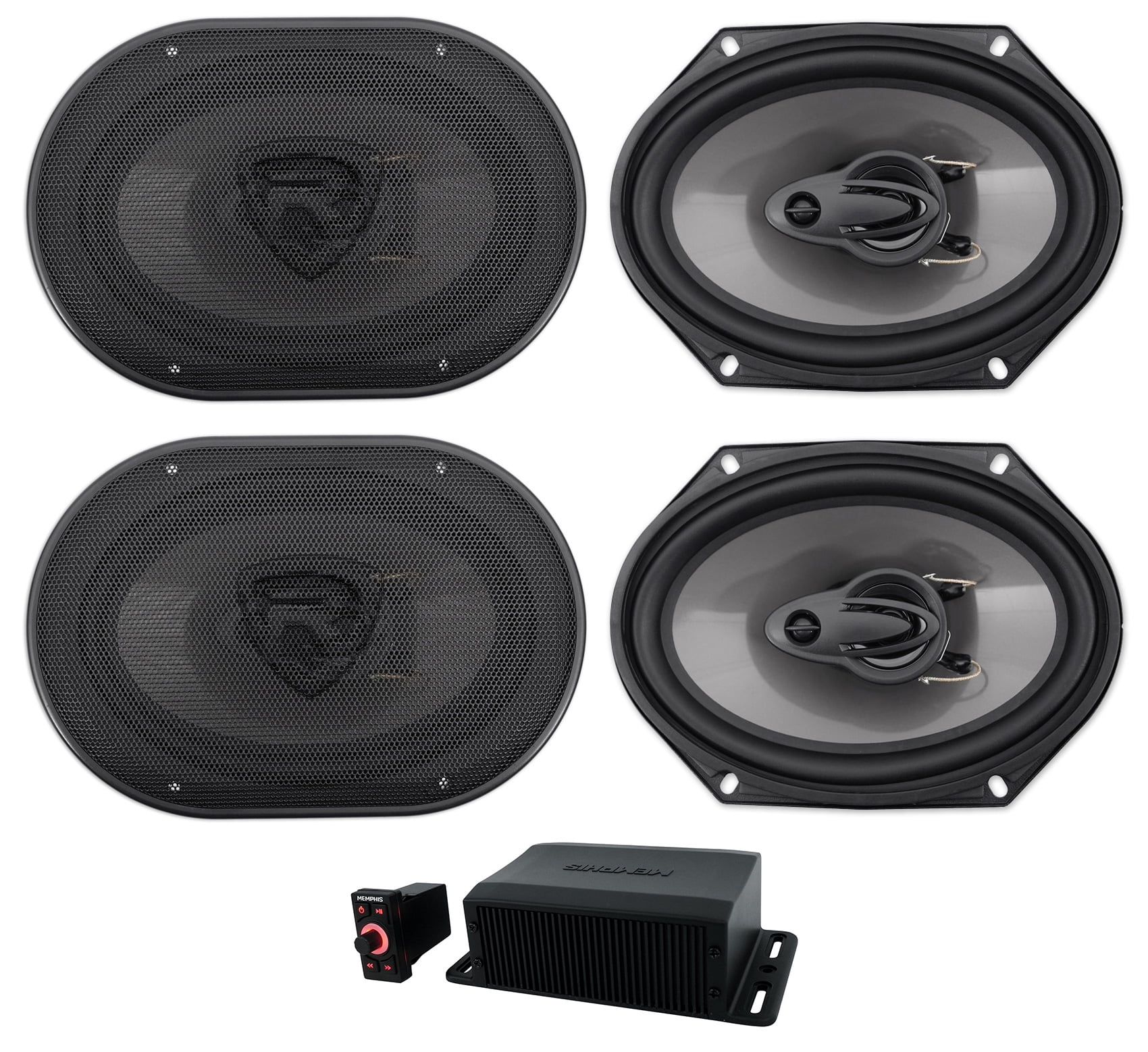 Memphis Hidden Hide Away Classic Car Stereo Receiver+(4) 6x8 inches 3 ...