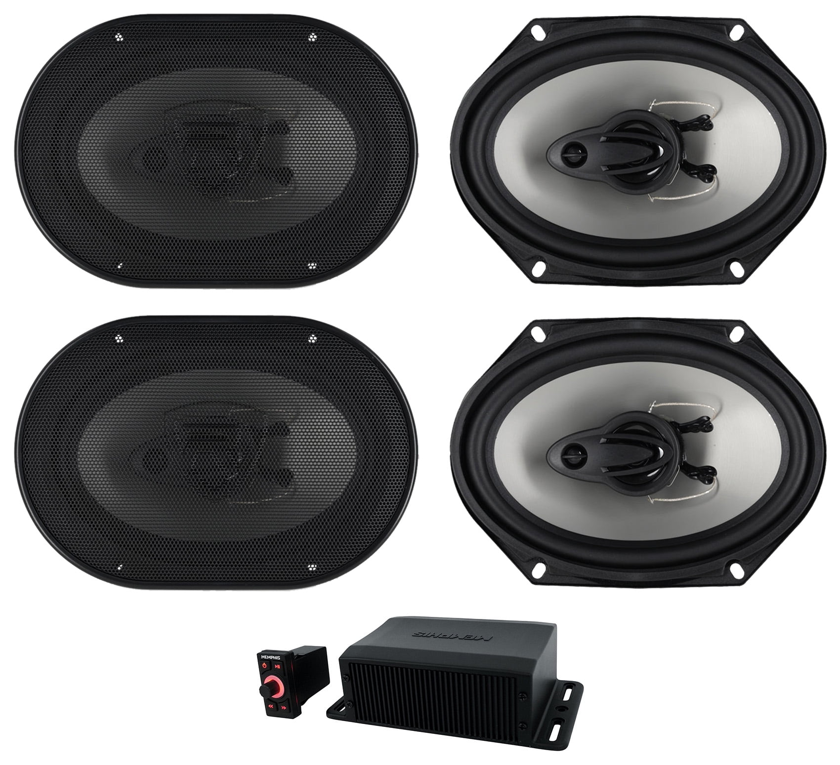 Memphis Hidden Hide Away Classic Car Stereo Receiver+(4) 6x8 inches 3 ...