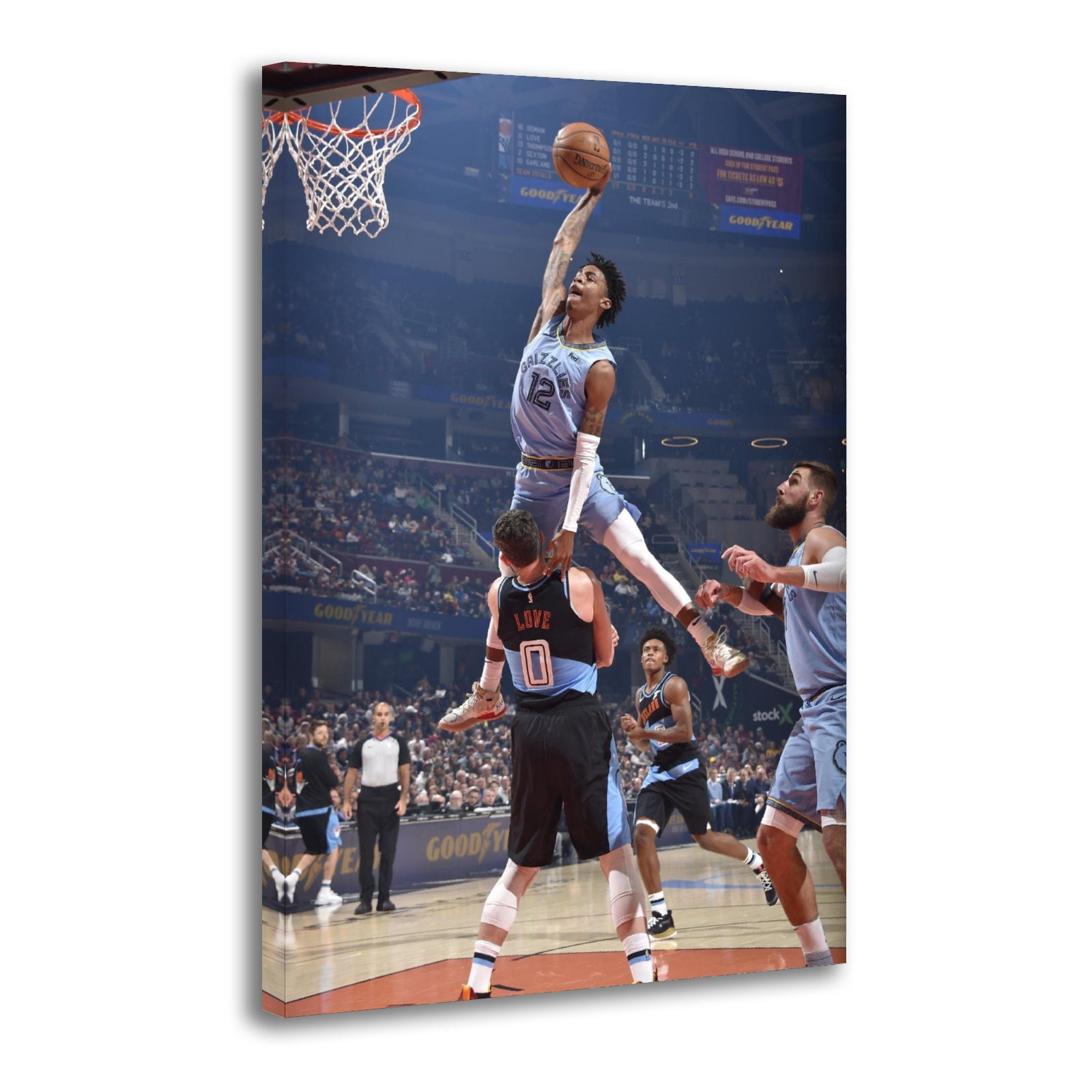 Memphis Ja Morant Dunking on Kevin Love Wall Art Poster Scroll Canvas ...
