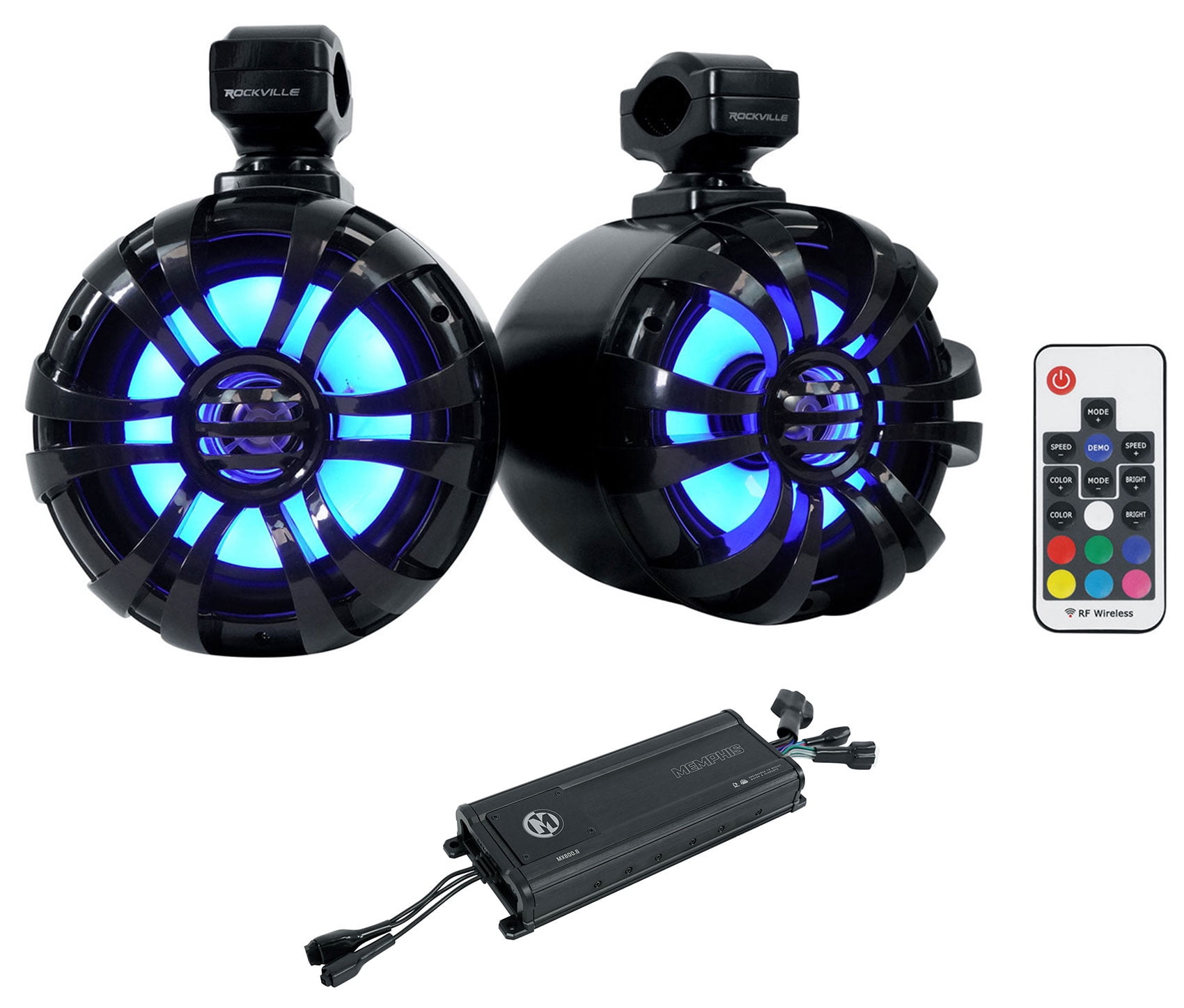 Memphis MX600.6 600w 6 Channel UTV ATV Amplifier+(2) 6.5" LED Tower ...