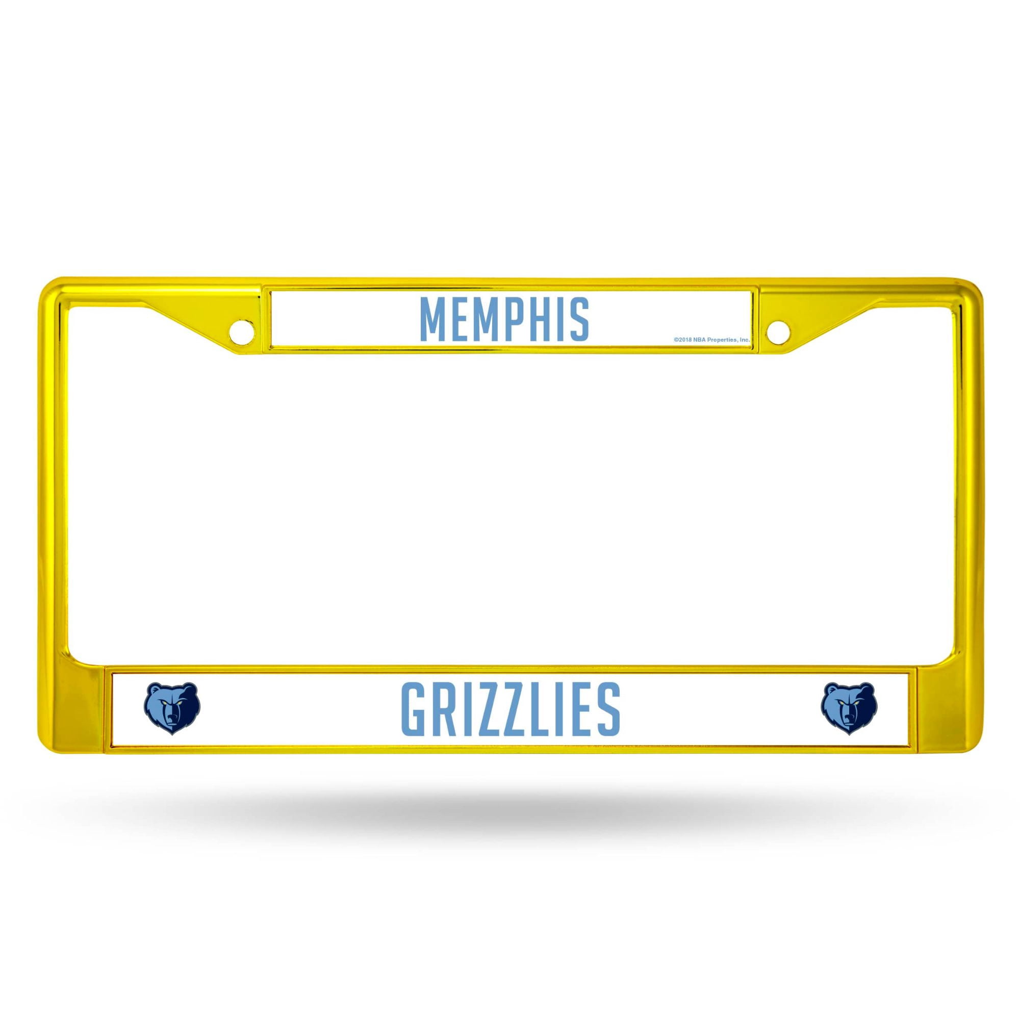 Memphis Basketball Grizzlie's Yellow Painted Chrome Metal License Plate ...