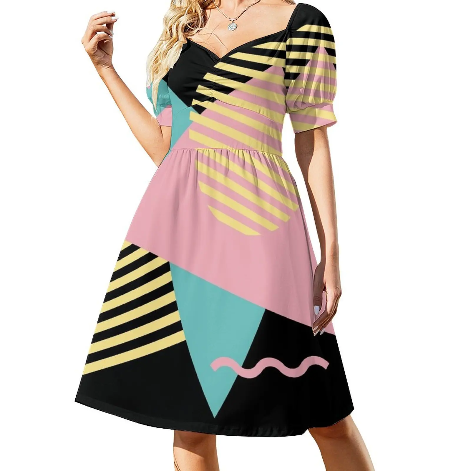 Memphis Pattern 26 - Retro 90s / 80s Sleeveless Dress sexy short ...