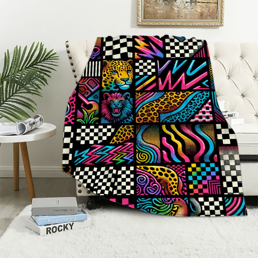 Lingy Memphis Pattern Throw Blanket 40"x50",Retro Decor 80s Bed Blanket ...