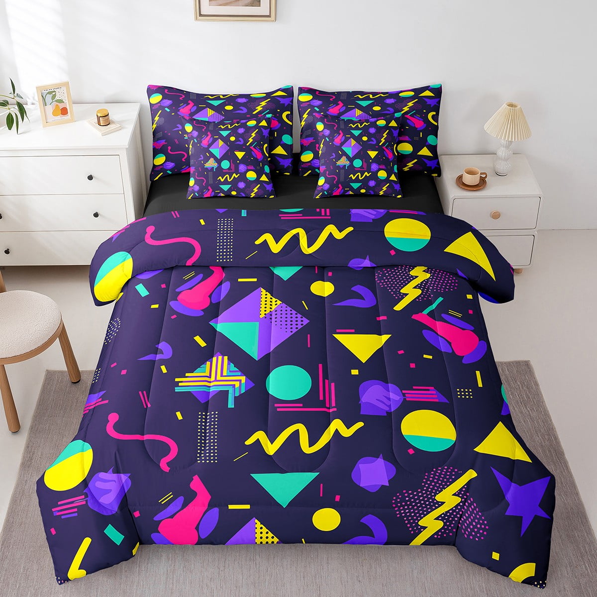 Memphis Queen Bed in a Bag Hipster Retro 80S 90S Hip Hop Comforter Set ...