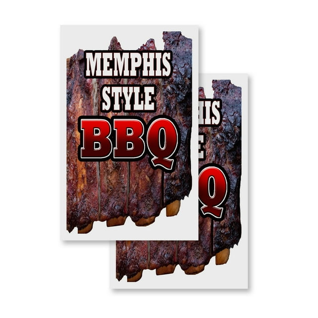 Memphis Style Bbq (2-PACK) 24" x 36" Vinyl Decals | Sign Insert Peel ...